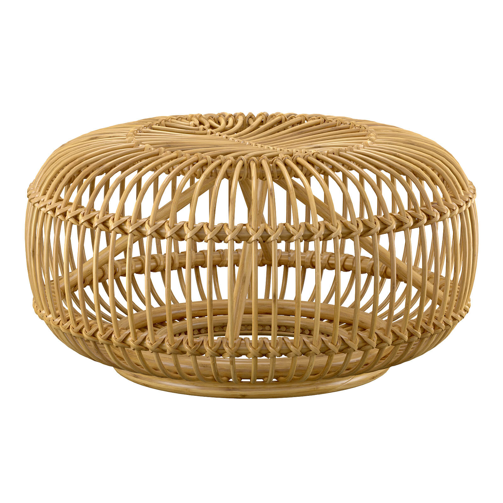 Mid Century Wicker Retro Rattan Pouf Italy 1950S - 3D Model by artpolka