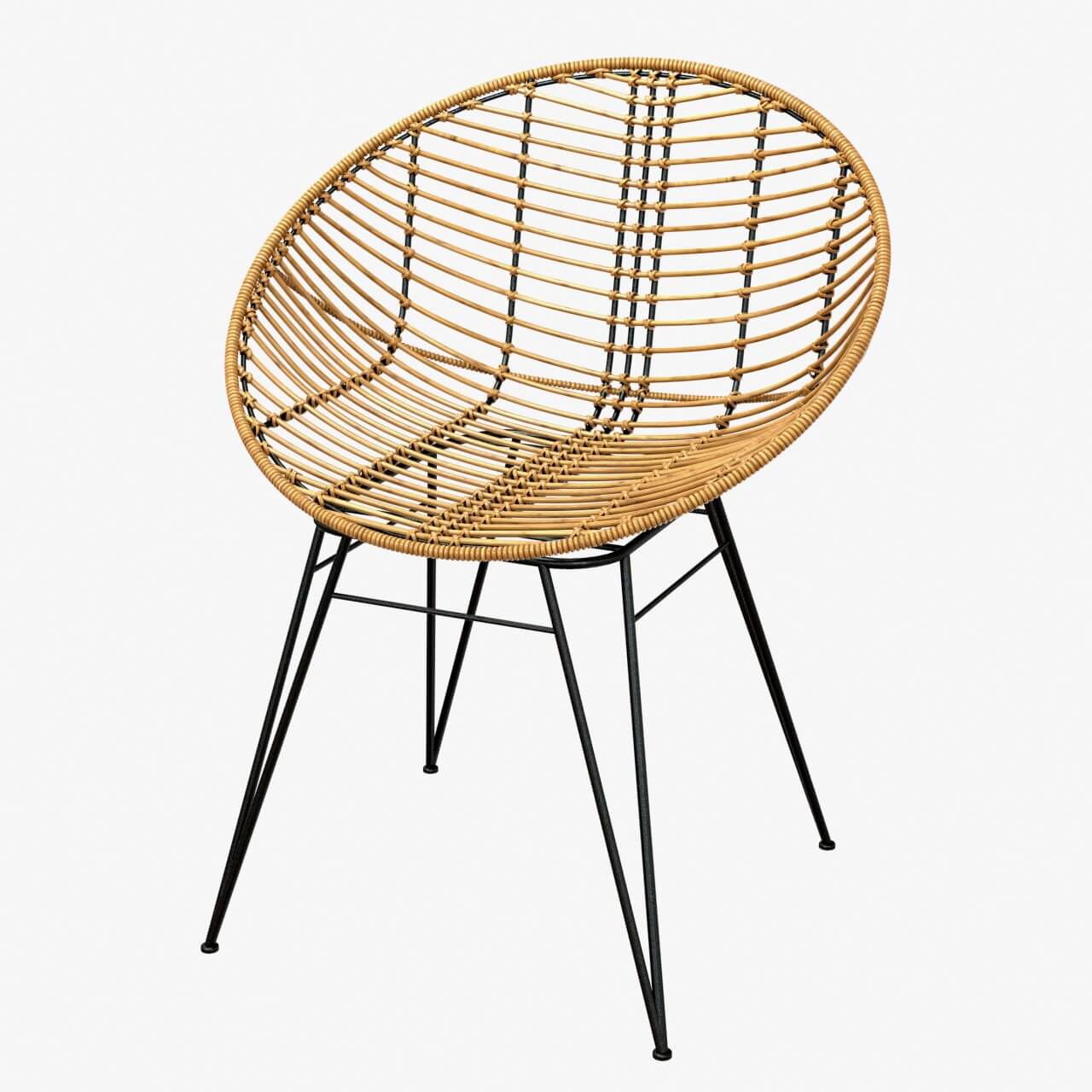 Moderner Rattan-Stuhl Scandi-Design Round Chair 3D Model by artpolka