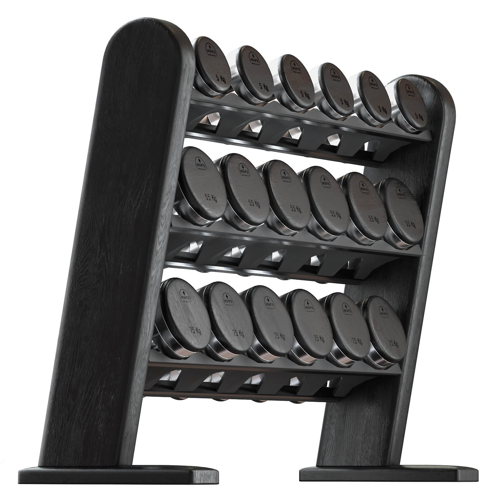 Nohrd Black Dumbbells Weightbench Weight Rack - 3D Model by artpolka