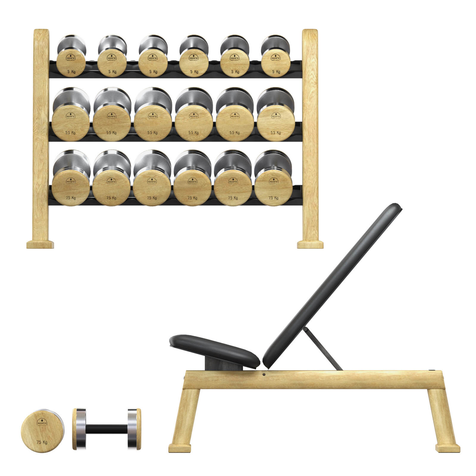 Nohrd Dumbbells Weightbench Weight Rack - 3D Model by artpolka