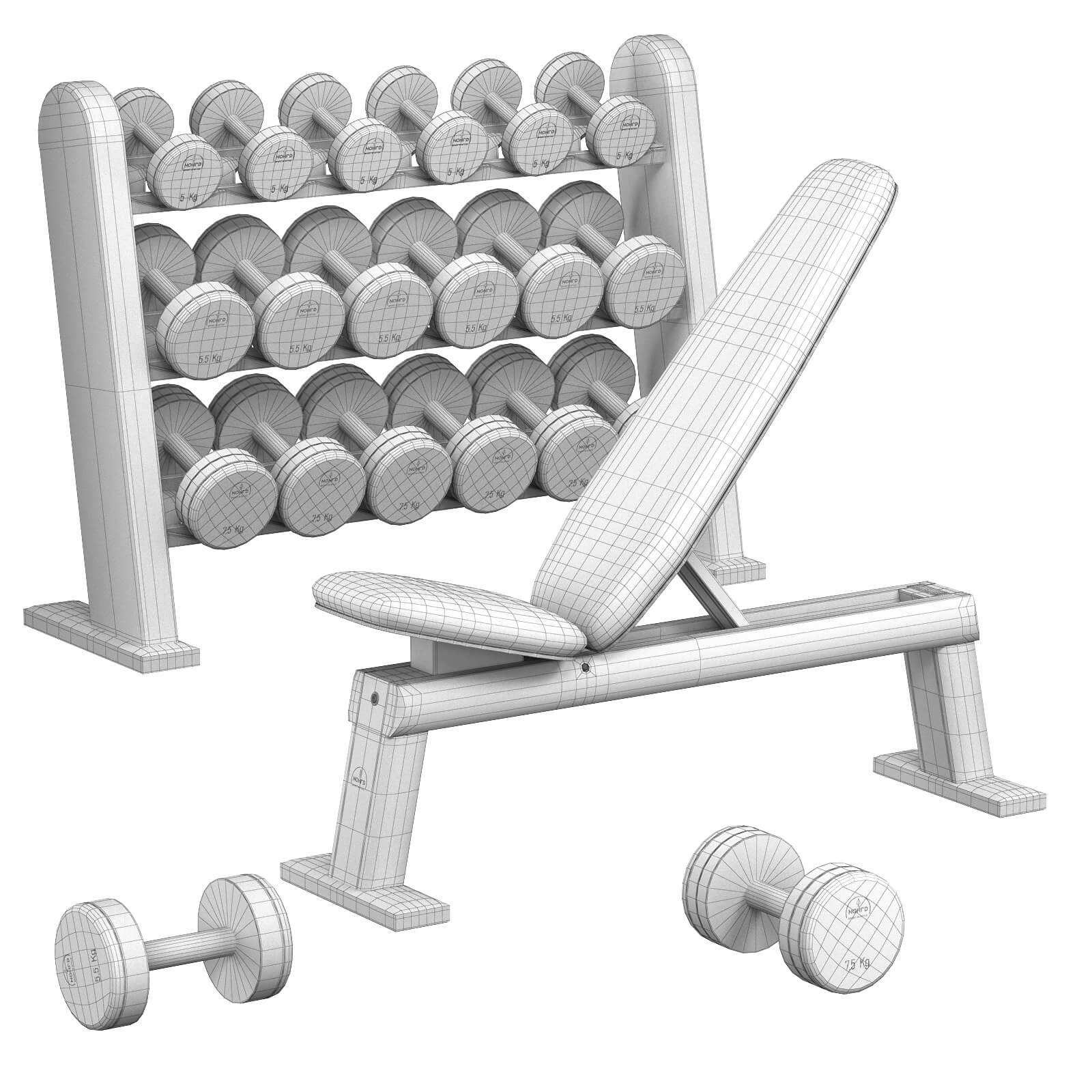 Nohrd Dumbbells Weightbench Weight Rack - 3D Model by artpolka
