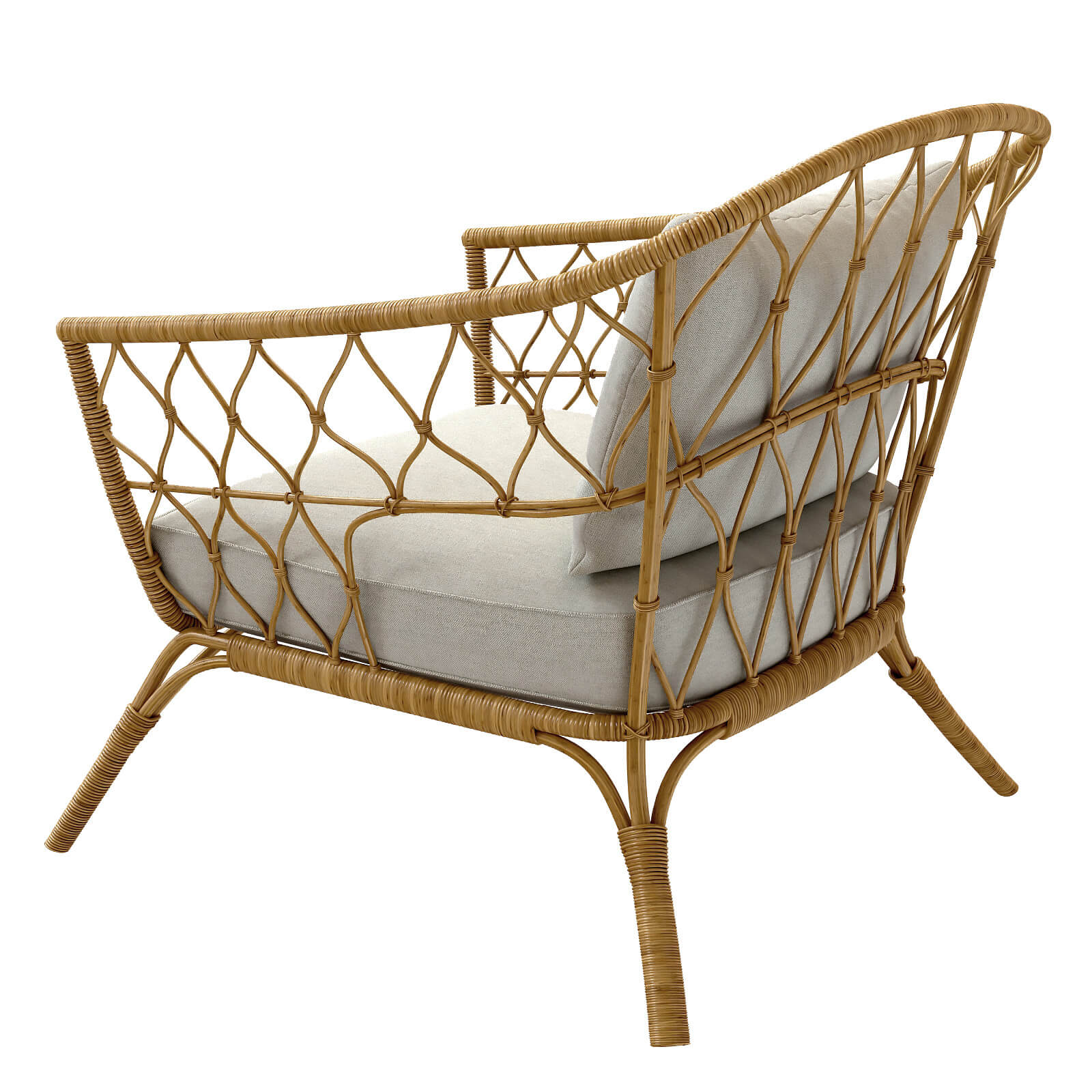 Rattan Chair IKEA Stockholm with Pillow - 3D Model by artpolka
