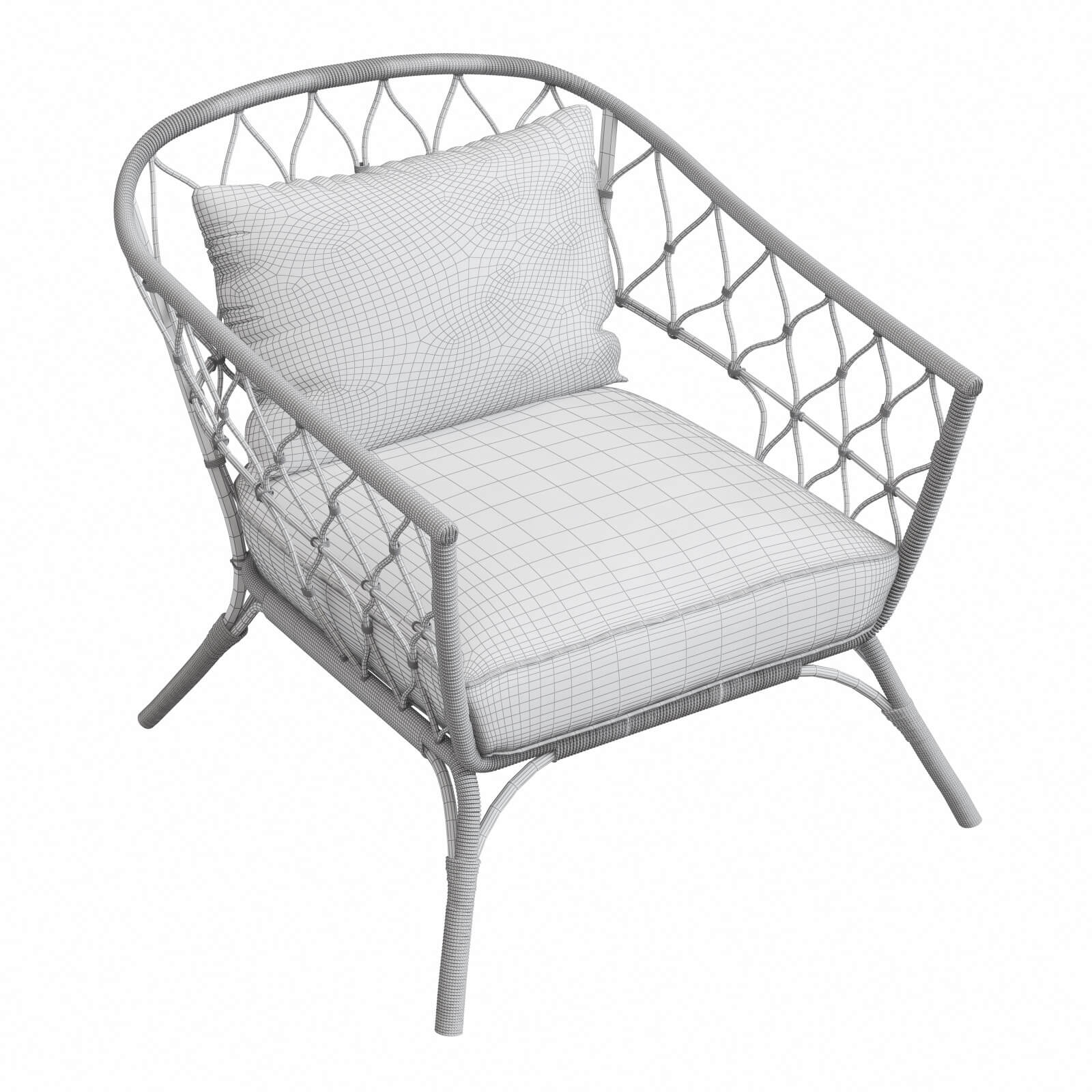 Rattan Chair IKEA Stockholm with Pillow - 3D Model by artpolka