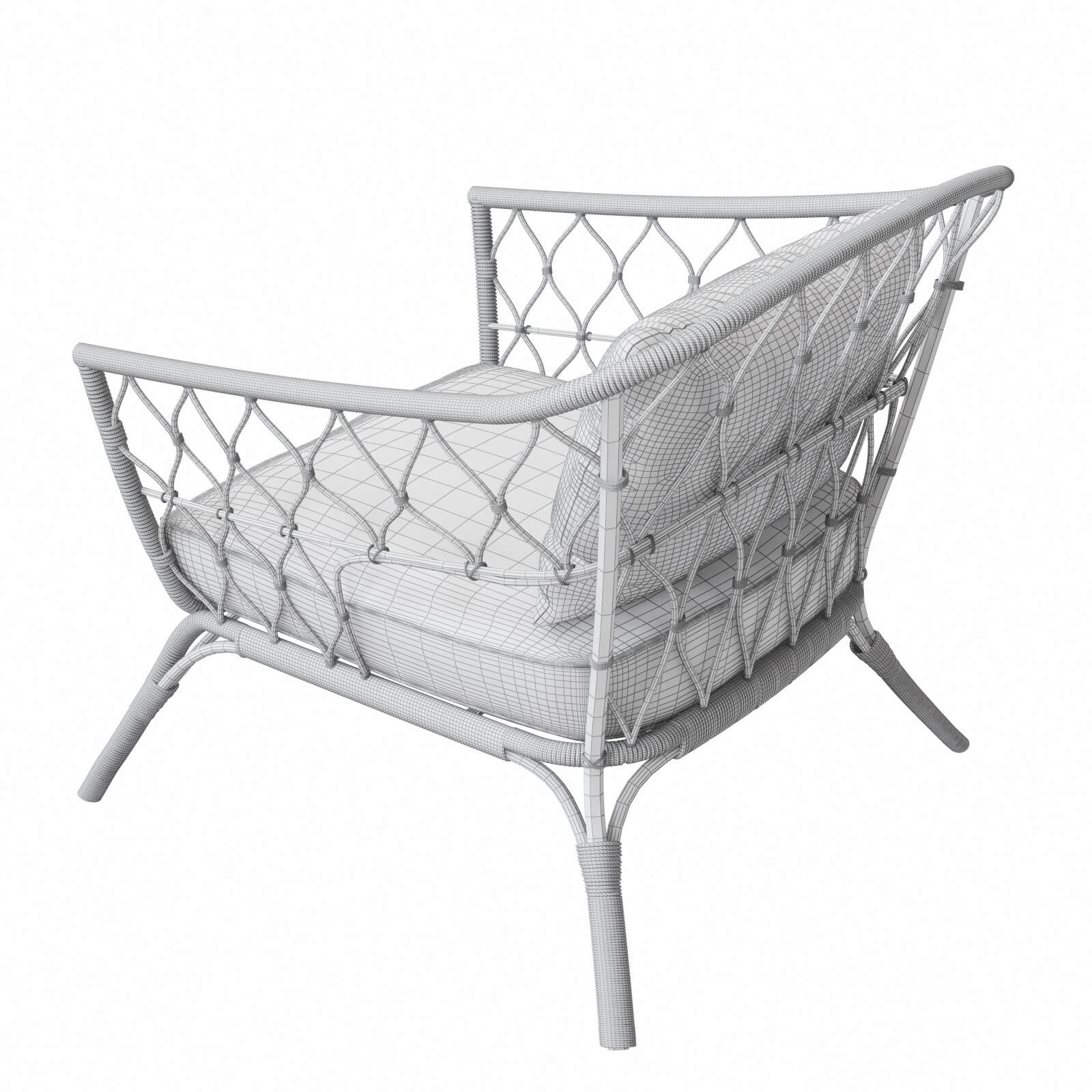 Rattan Chair IKEA Stockholm with Pillow - 3D Model by artpolka