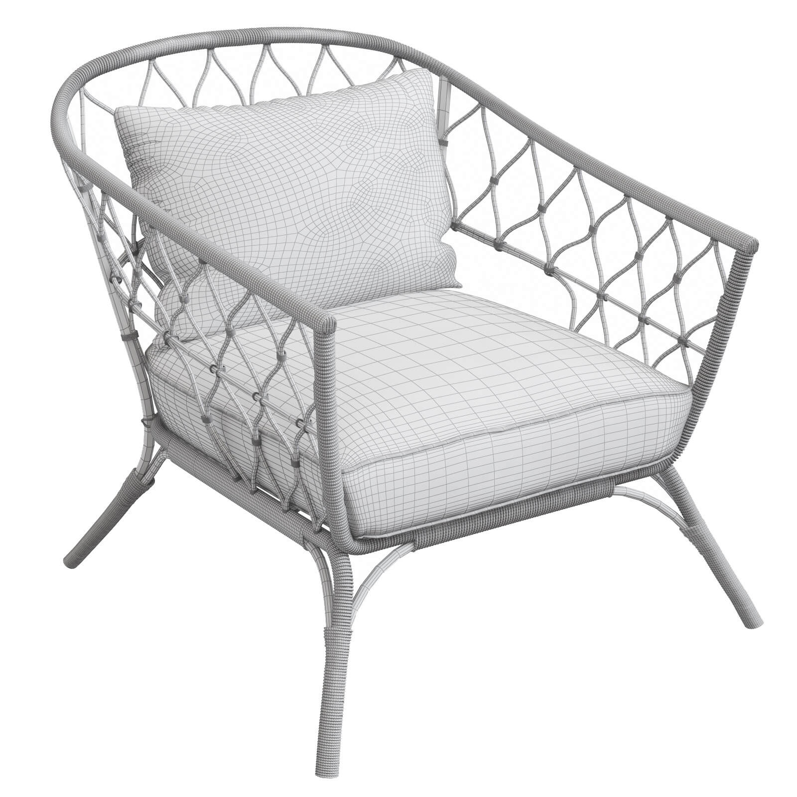 Rattan Chair IKEA Stockholm with Pillow - 3D Model by artpolka