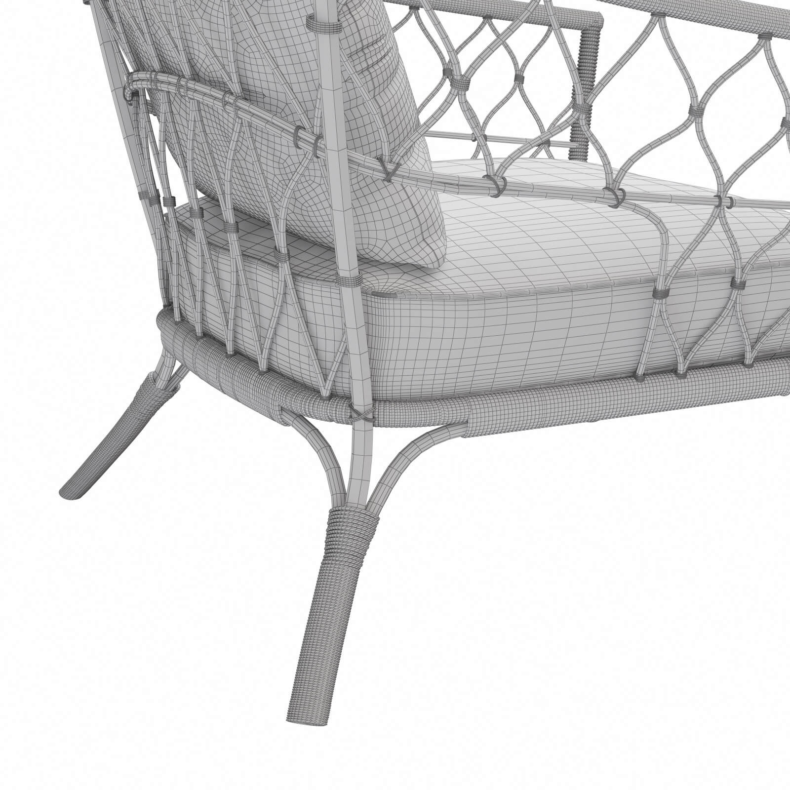 Rattan Chair IKEA Stockholm with Pillow - 3D Model by artpolka