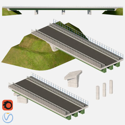 Road Bridge One Lane 02 - 3D Model by artpolka