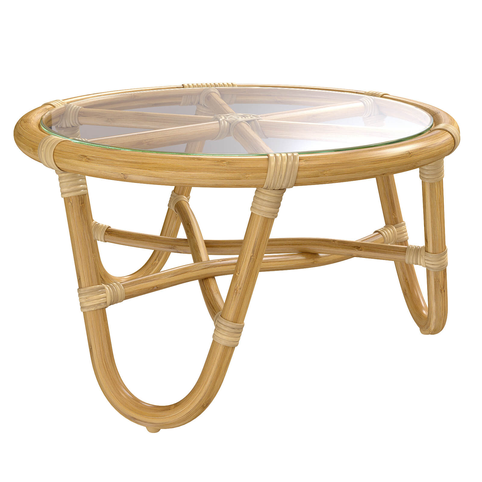 Round Rattan Table With Curved Legs - 3D Model by artpolka