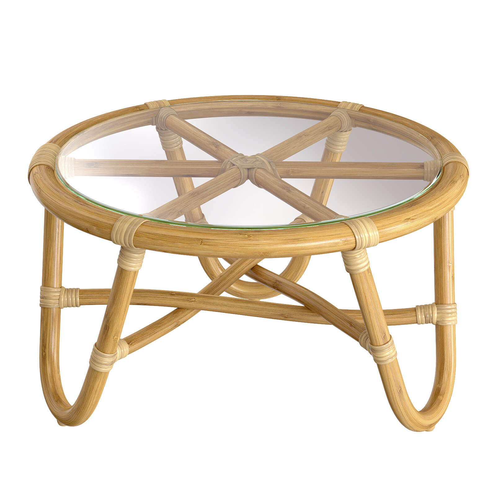 Round Rattan Table With Curved Legs - 3D Model by artpolka