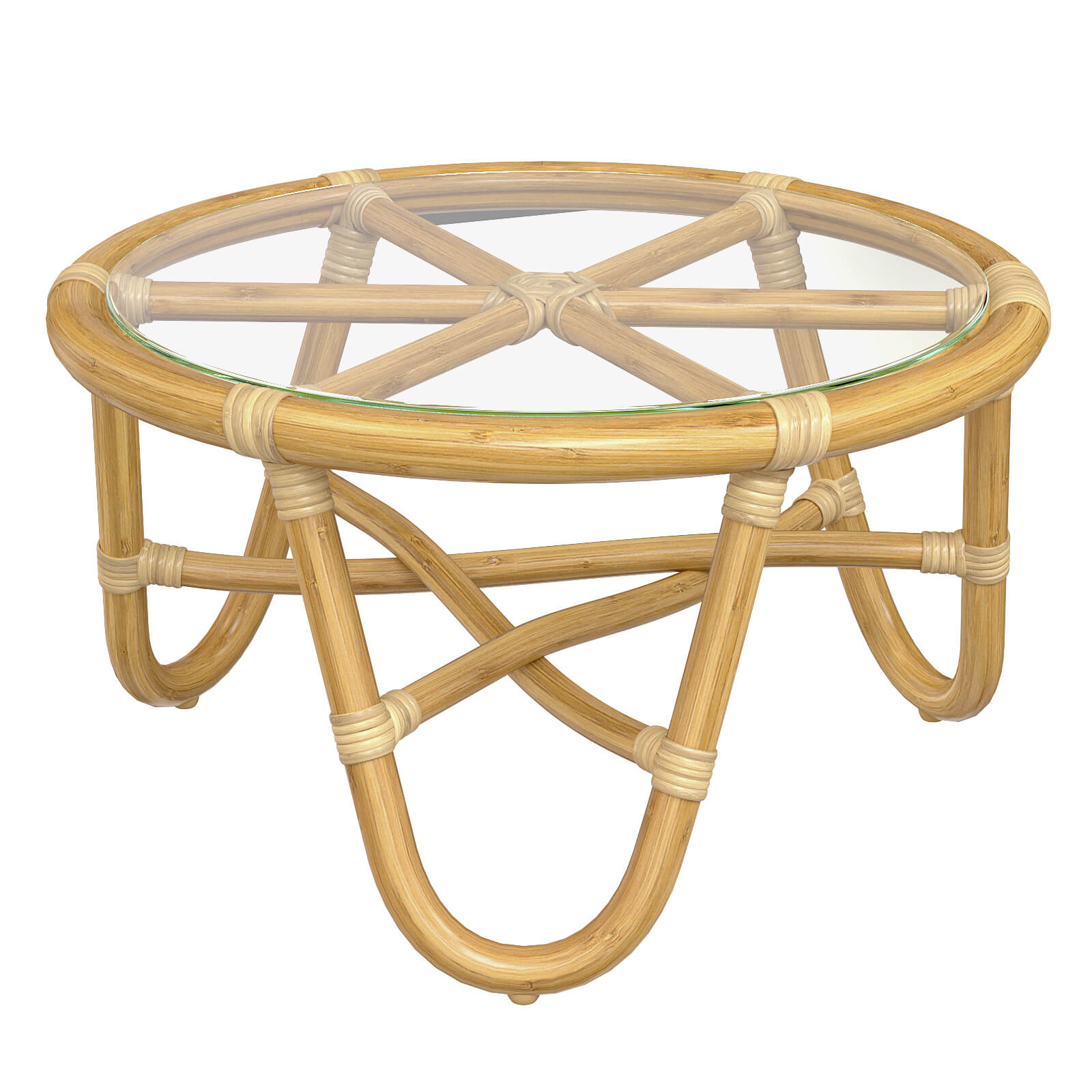 Round Rattan Table With Curved Legs - 3D Model by artpolka