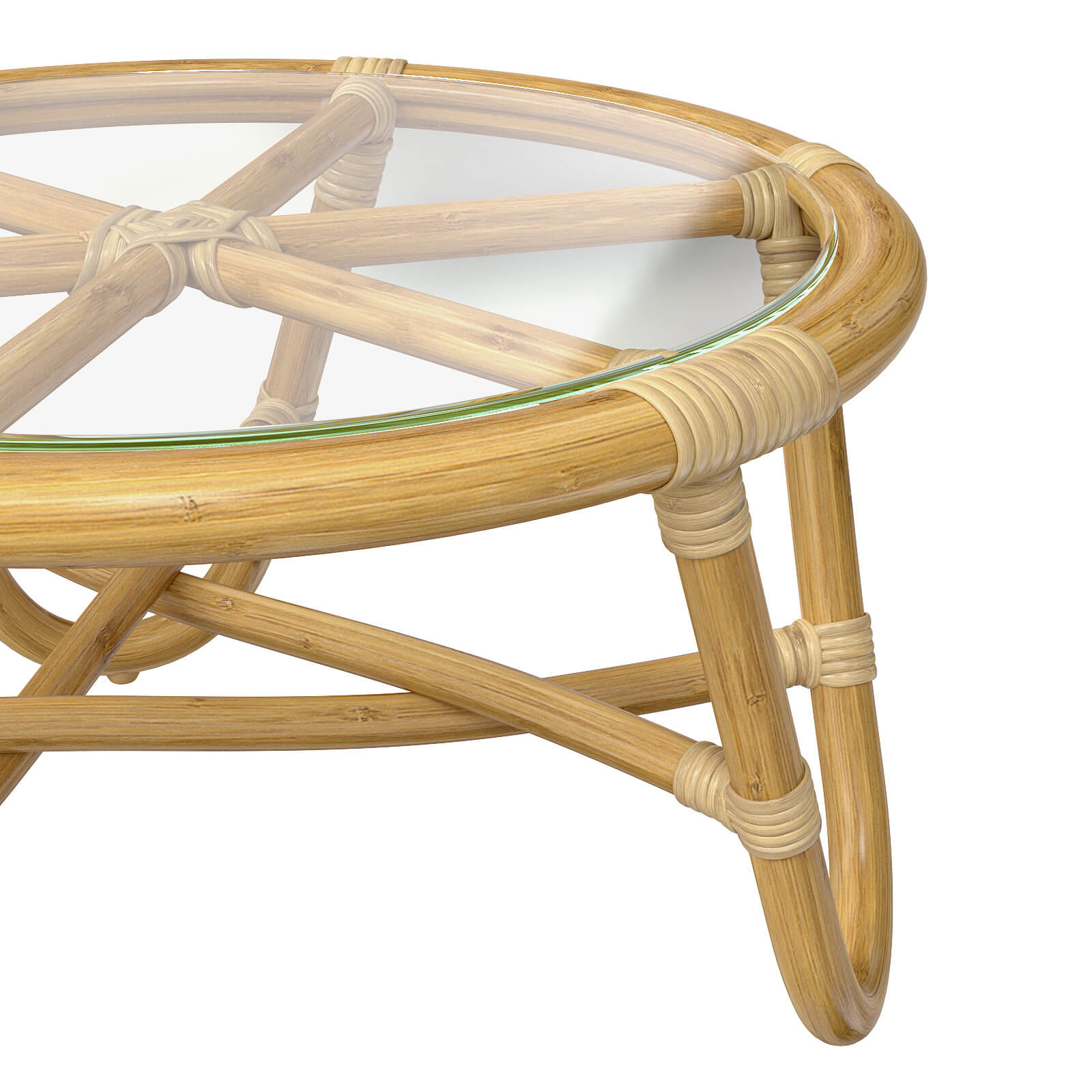 Round Rattan Table With Curved Legs - 3D Model by artpolka