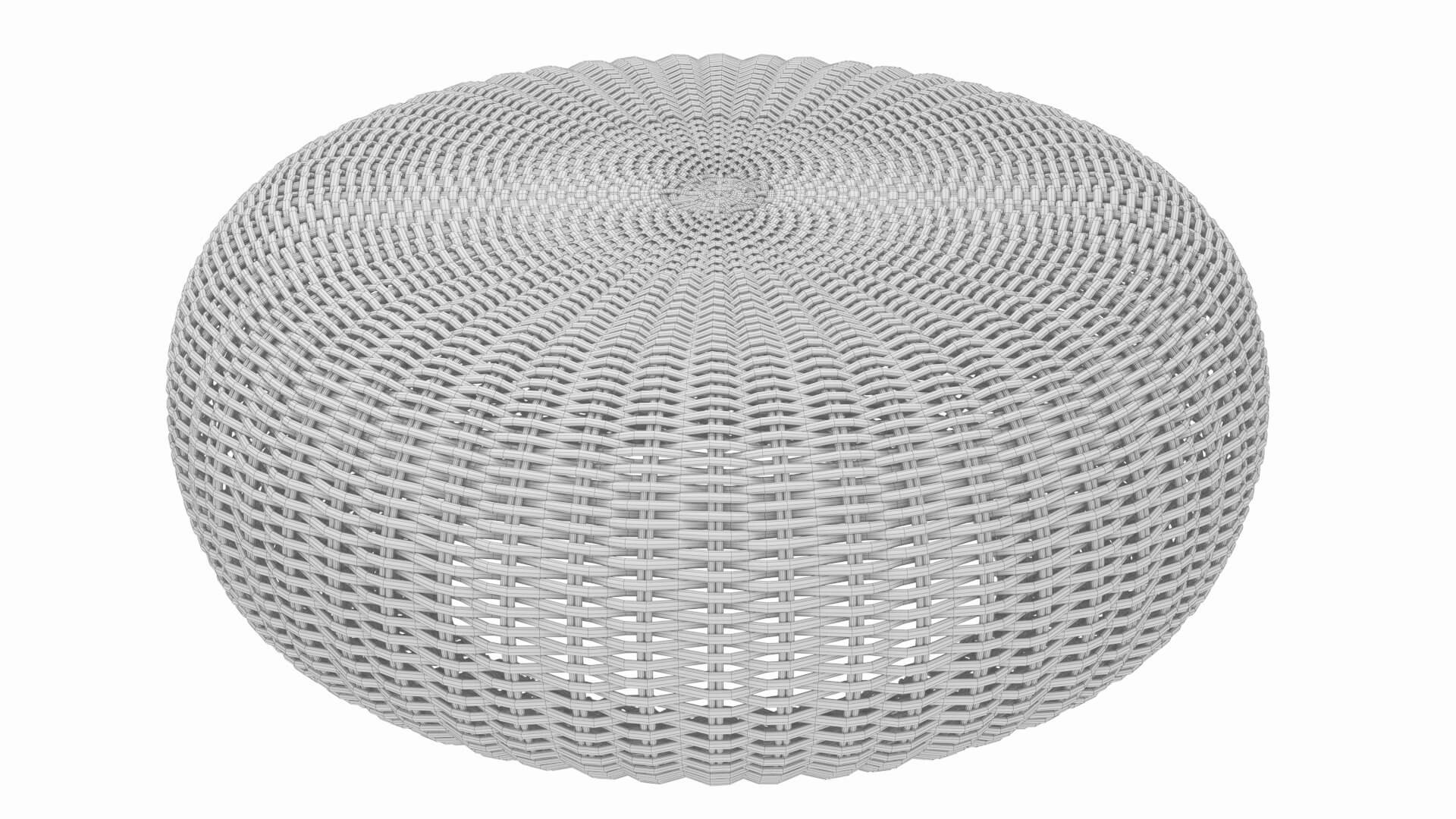 Round Rattan Pouf California - 3D Model by artpolka