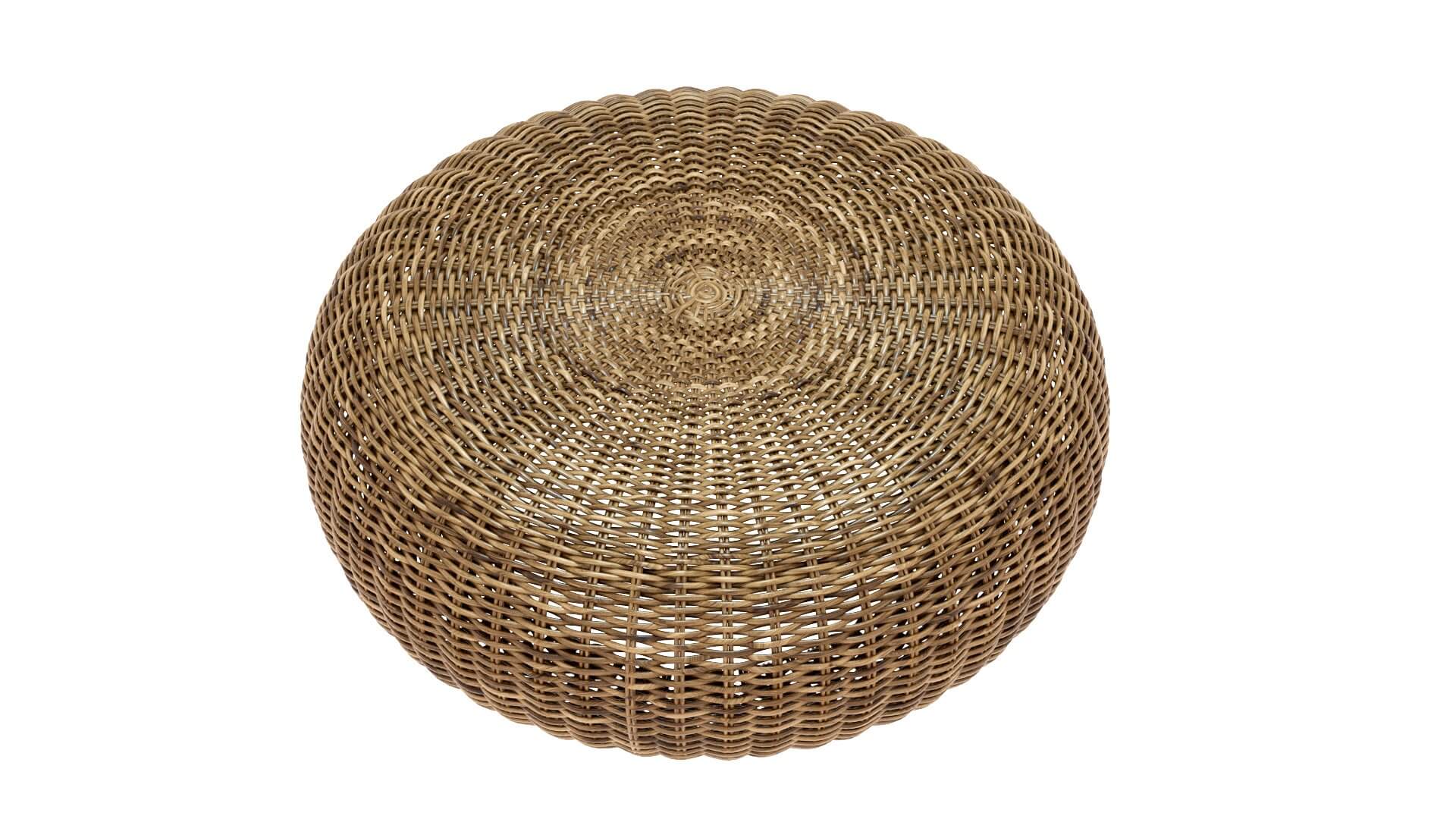 Round Rattan Pouf California - 3D Model by artpolka