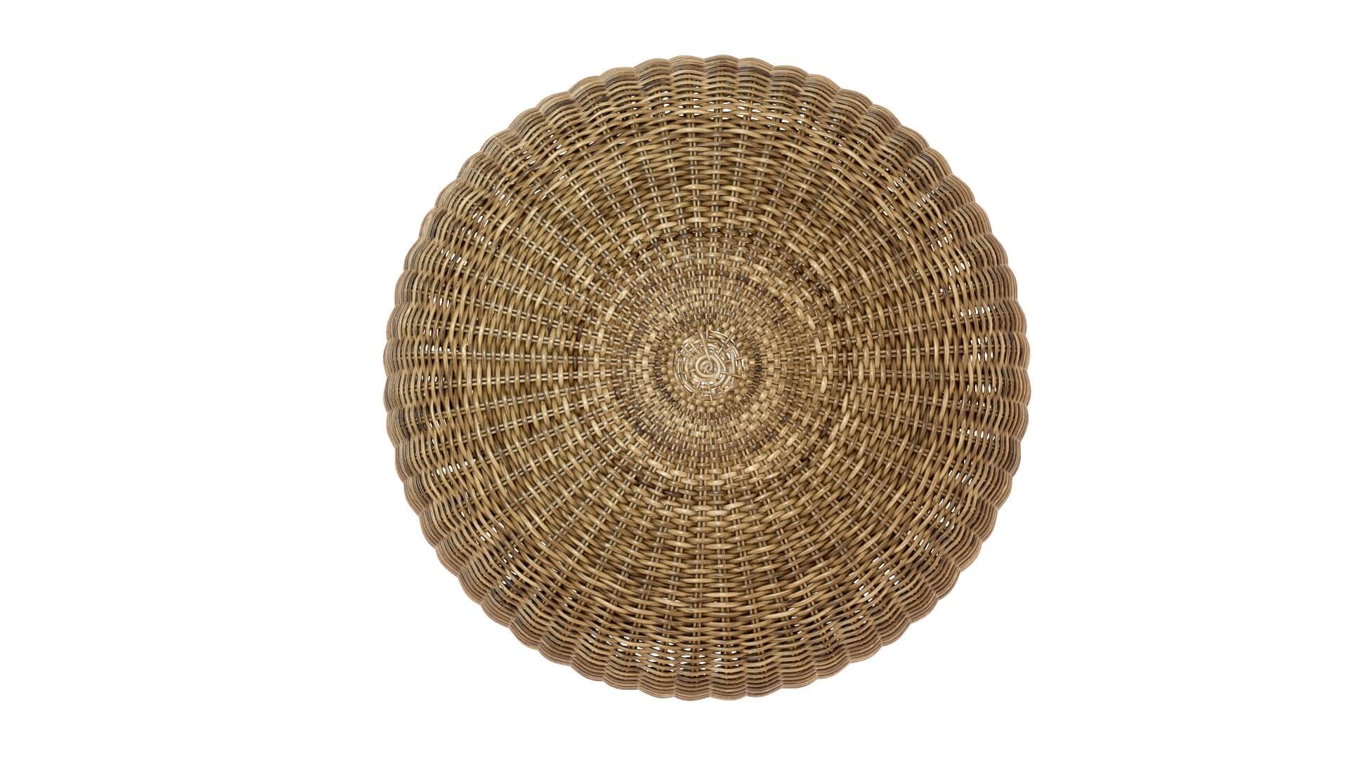 Round Rattan Pouf California - 3D Model by artpolka