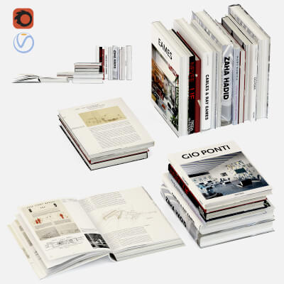 Set of Books 6 Books and Open Version - 3D Model by artpolka