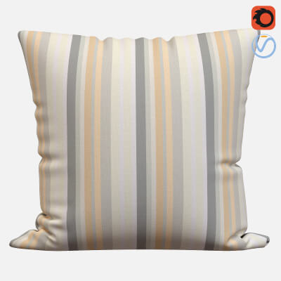 Striped Linen Throw Pillow Cover - 3D Model by artpolka