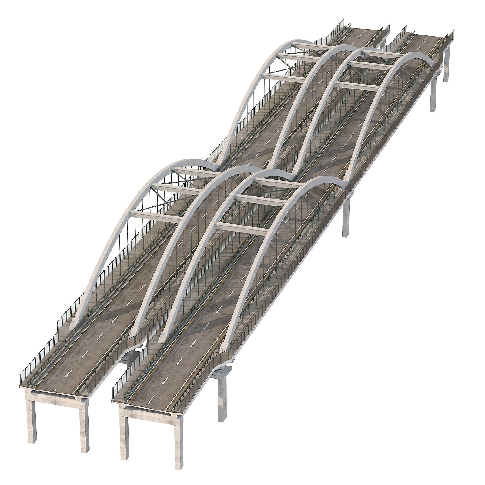 Through Arch Bridge With a Two-Lane Road 3D Model by artpolka