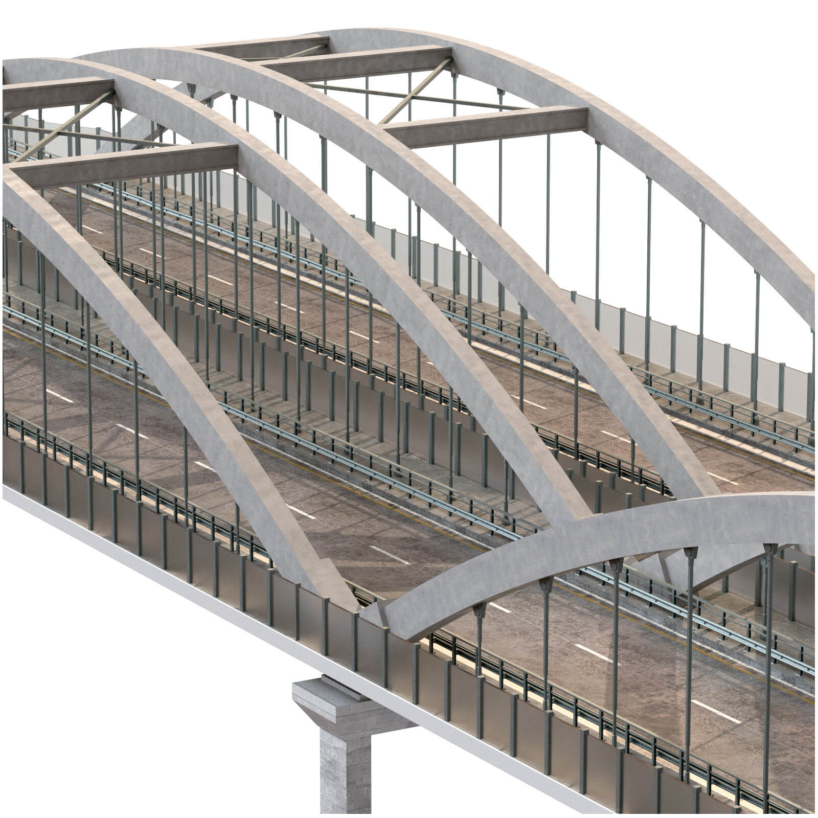 Through Arch Bridge With a Two-Lane Road 3D Model by artpolka