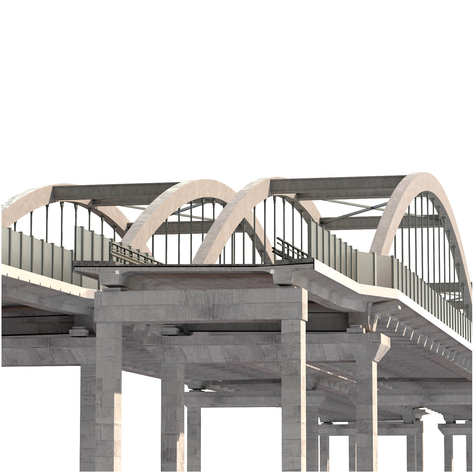 Through Arch Bridge With a Two-Lane Road 3D Model by artpolka
