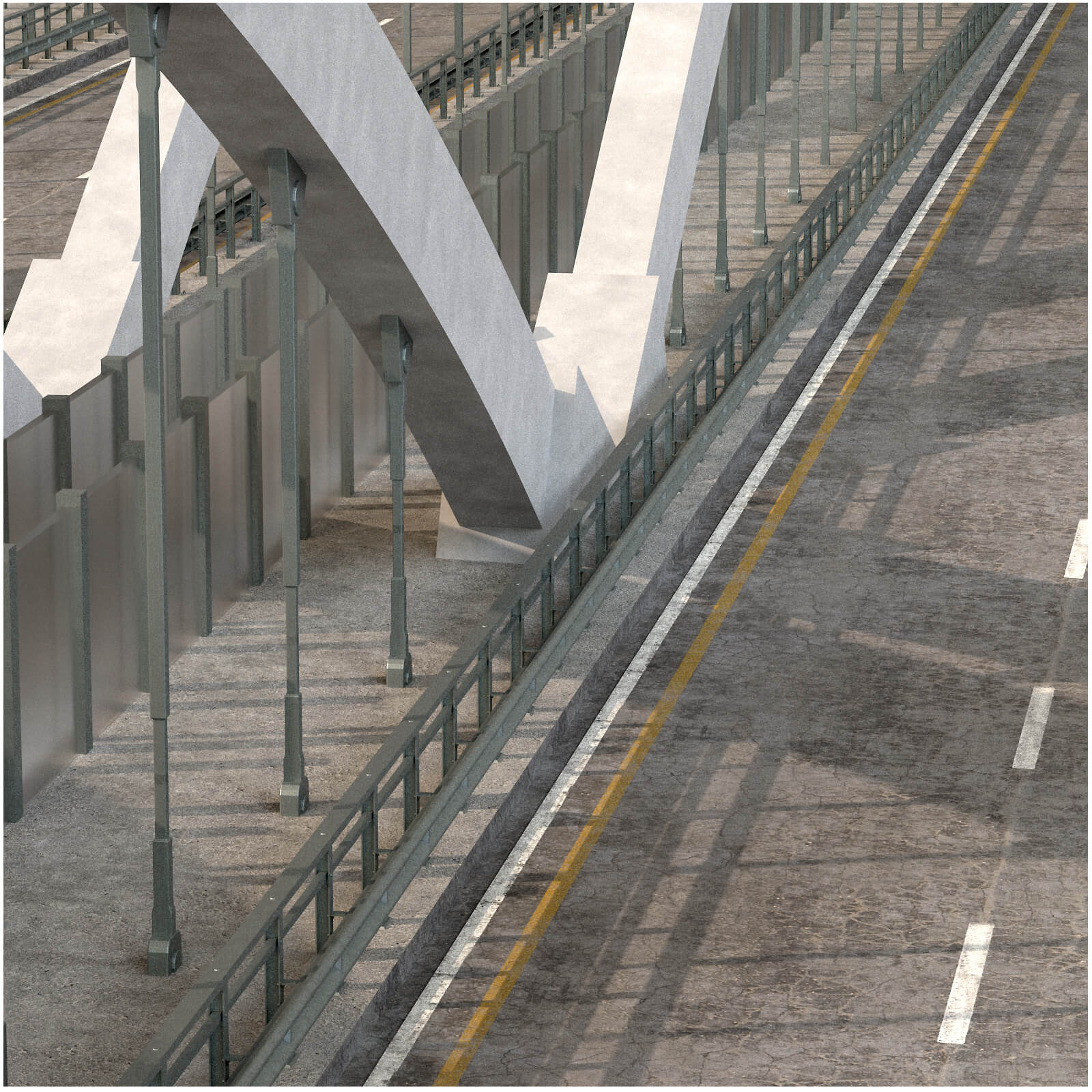 Through Arch Bridge With a Two-Lane Road 3D Model by artpolka