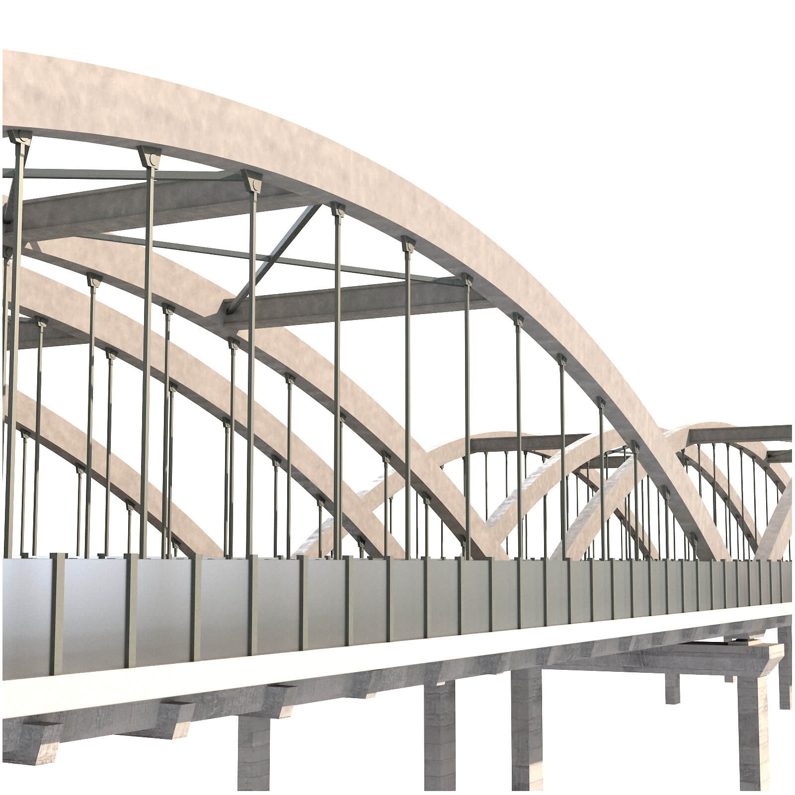 Through Arch Bridge With a Two-Lane Road 3D Model by artpolka
