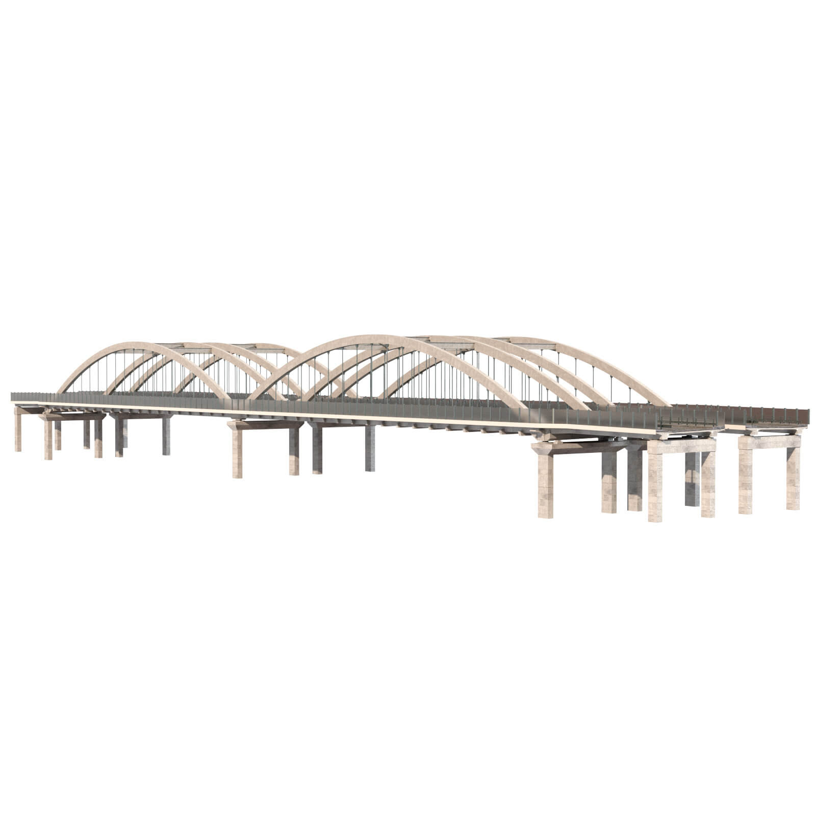 Through Arch Bridge With a Two-Lane Road 3D Model by artpolka