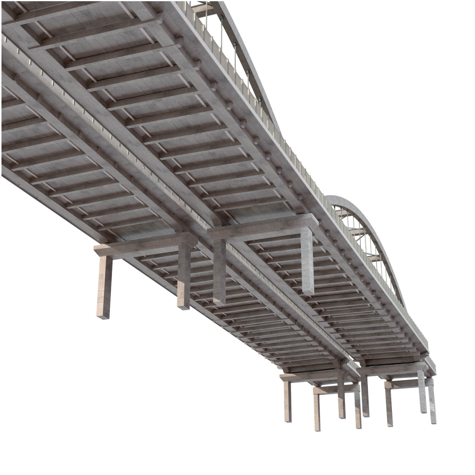Through Arch Bridge With a Two-Lane Road 3D Model by artpolka