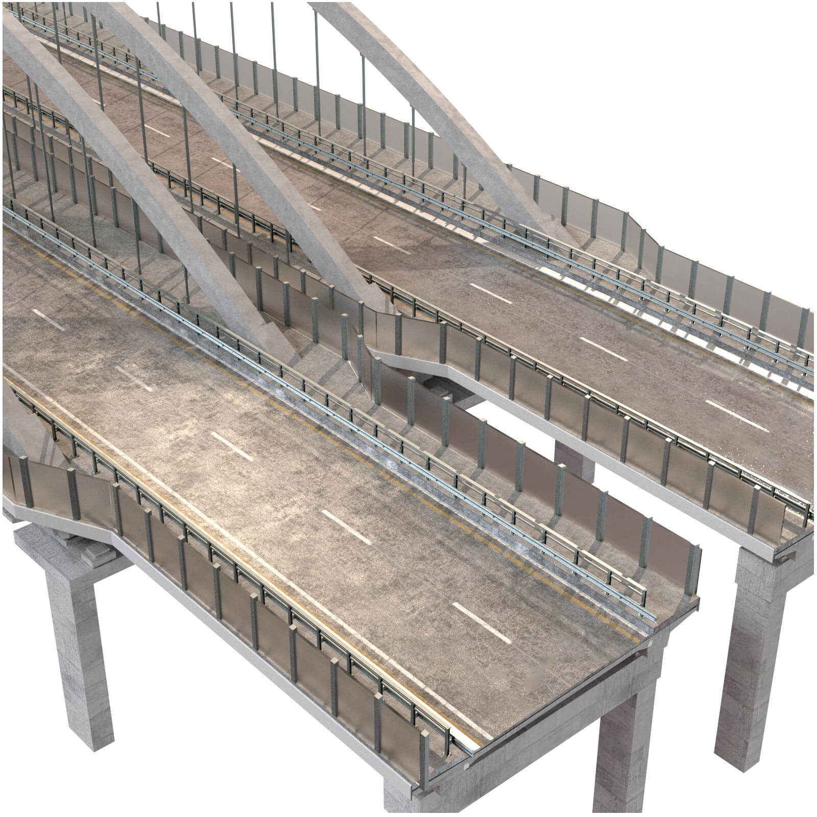 Through Arch Bridge With a Two-Lane Road 3D Model by artpolka