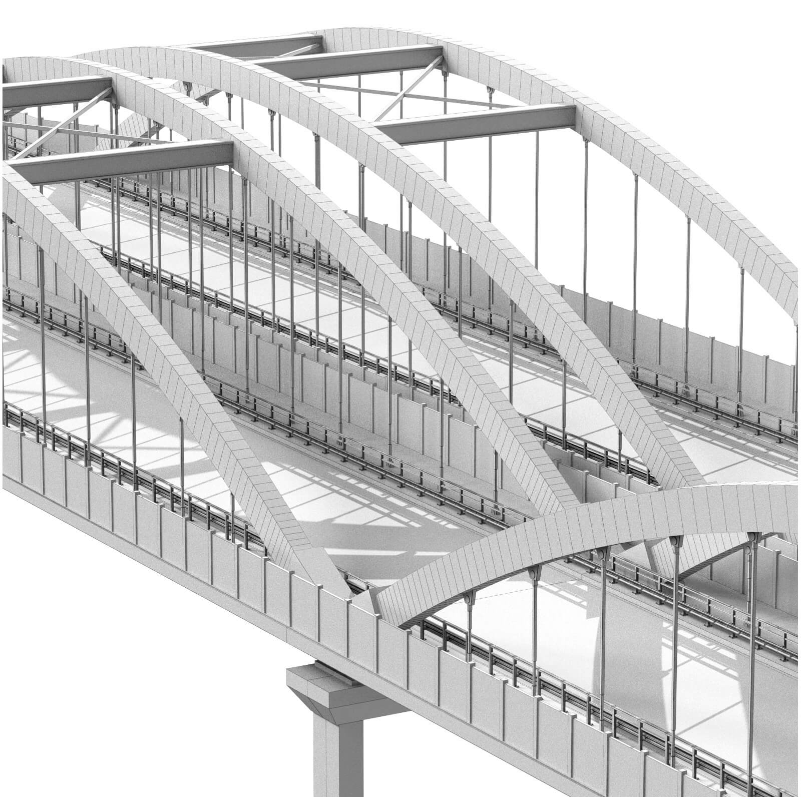 Through Arch Bridge With a Two-Lane Road 3D Model by artpolka