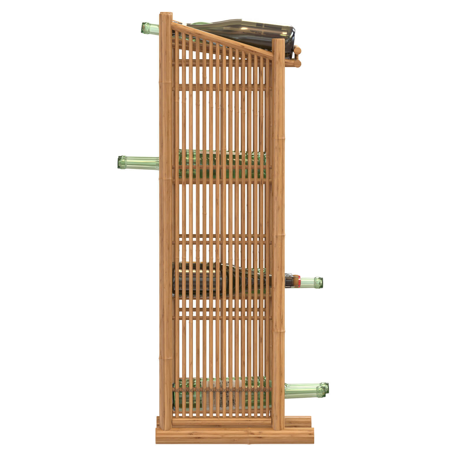 Wooden Rack With Wine Bottles Bamboo Shelf - 3D Model by artpolka