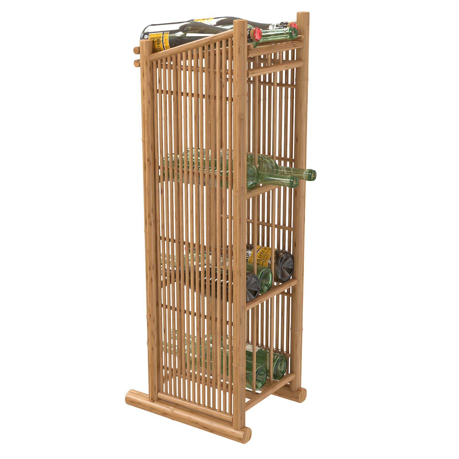 Wooden Rack With Wine Bottles Bamboo Shelf - 3D Model by artpolka