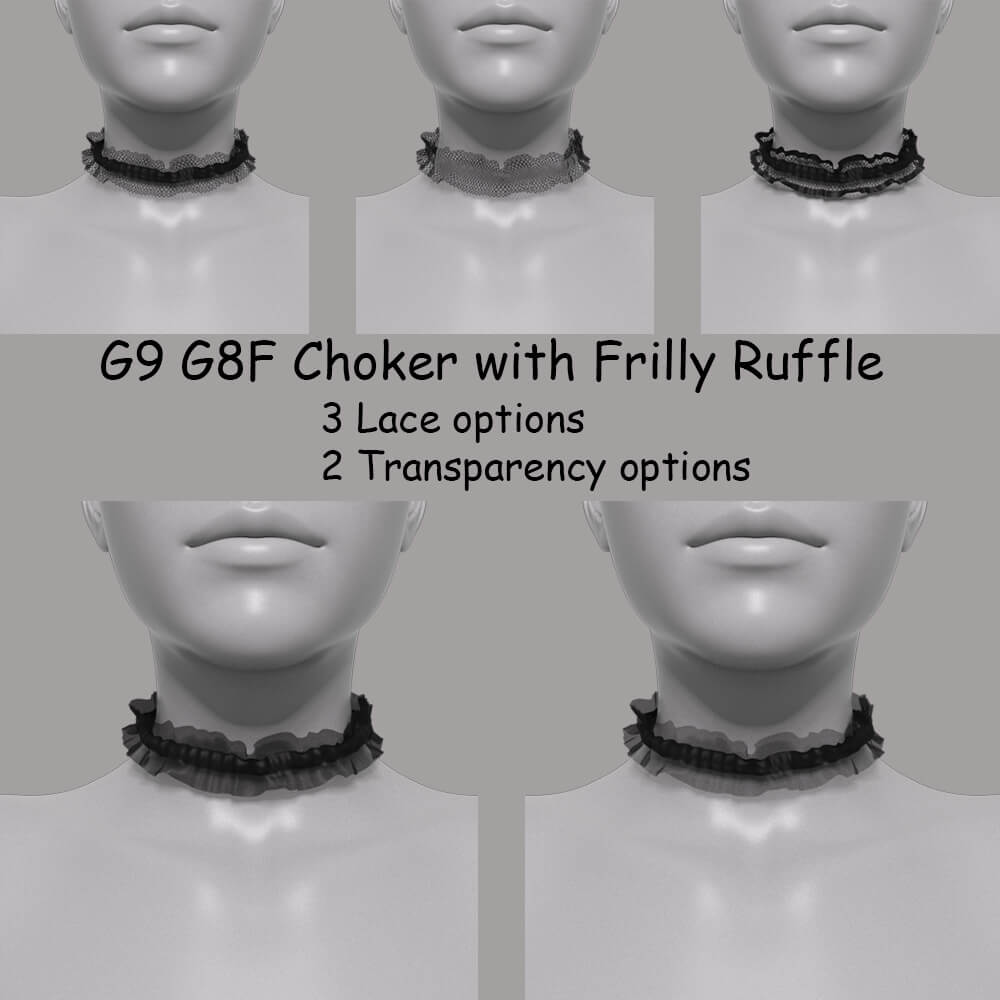 G9 G8F Choker With Frilly Ruffle - Daz Content by artshock