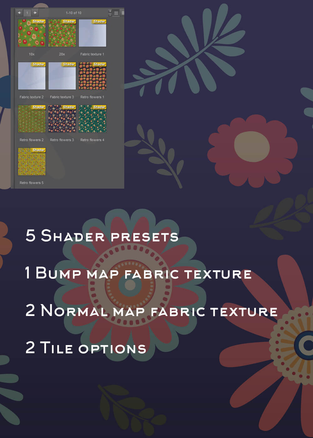 Retro Flowers Shaders - Daz Content by artshock
