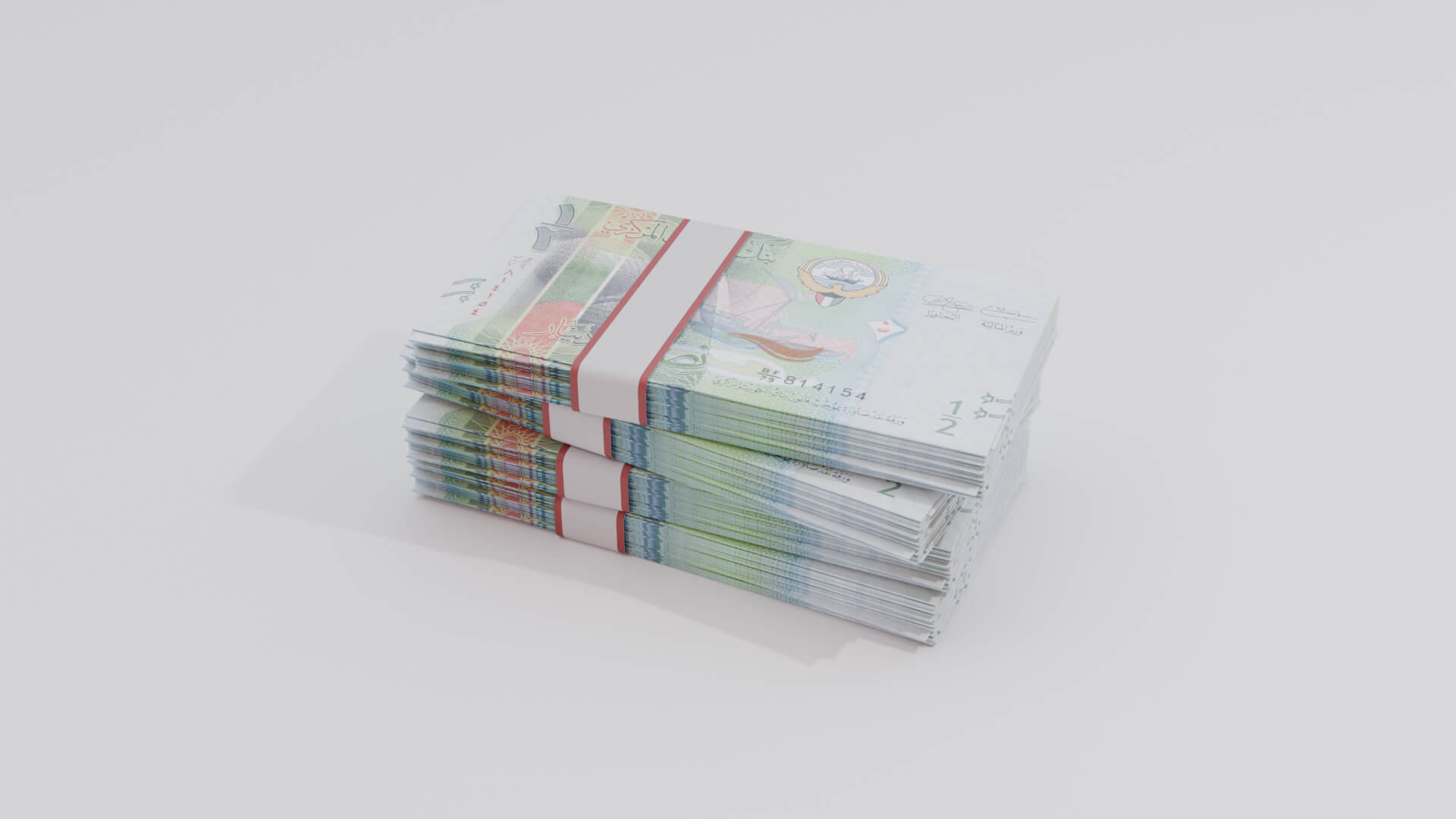 1/2 Kuwait Kuwaiti Dinar Currency - 3D Model by Arupsaha