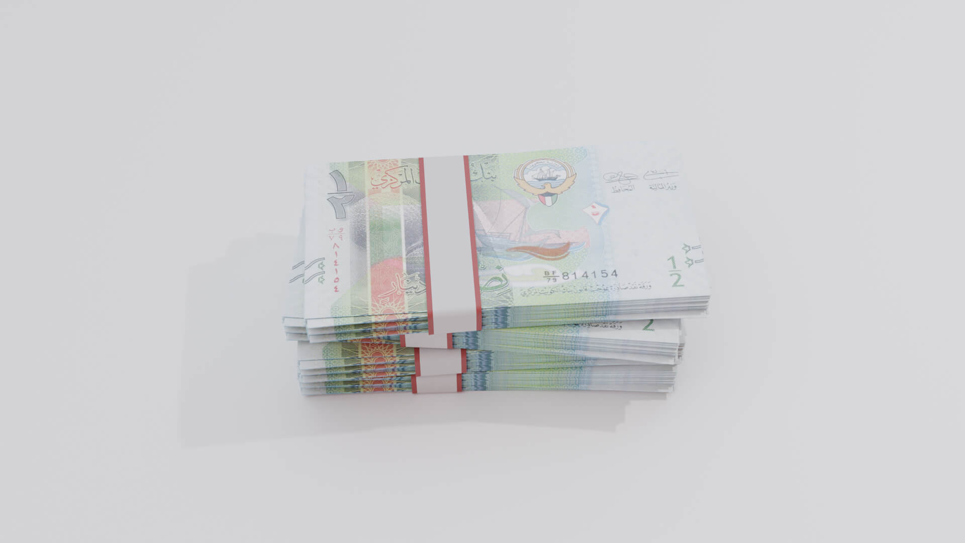 1/2 Kuwait Kuwaiti Dinar Currency - 3D Model by Arupsaha