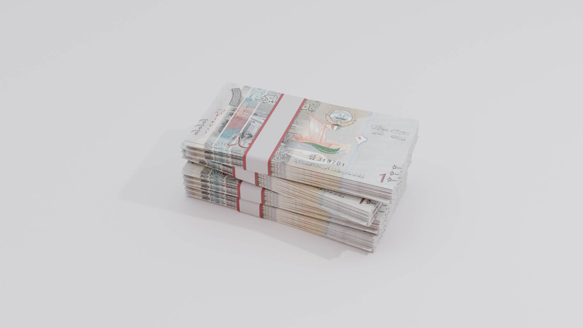 1 Kuwaiti Dinar Currency - 3D Model by Arupsaha