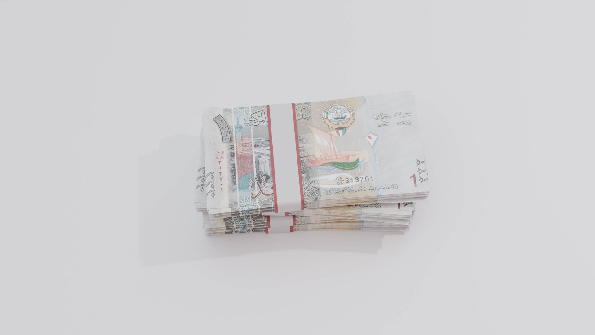 1 Kuwaiti Dinar Currency - 3D Model by Arupsaha