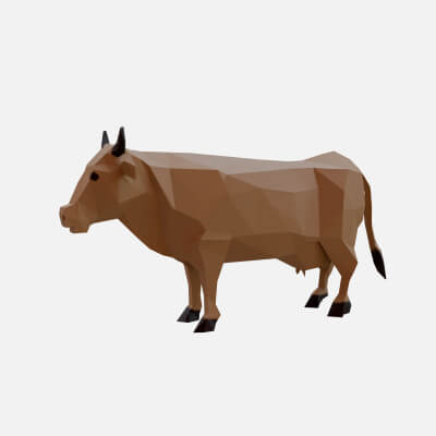 Cow Low Poly - 3D Model by Arupsaha