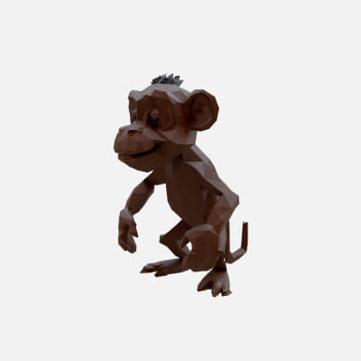 Monkey Low Poly - 3D Model by Arupsaha