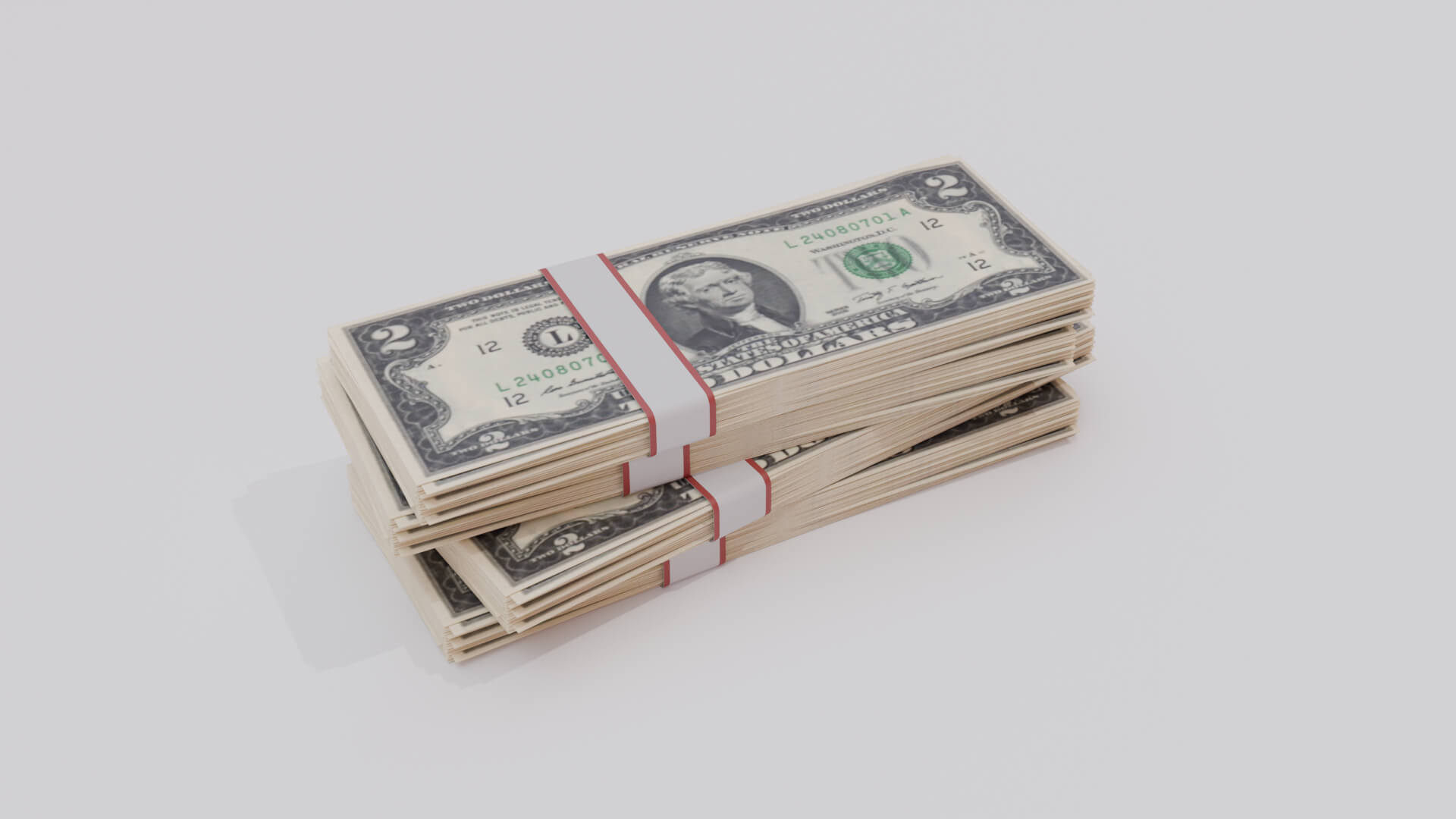 Two Dollar Currency USD - 3D Model by Arupsaha