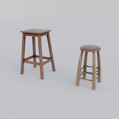 Wooden Stool - 3D Model by Arupsaha