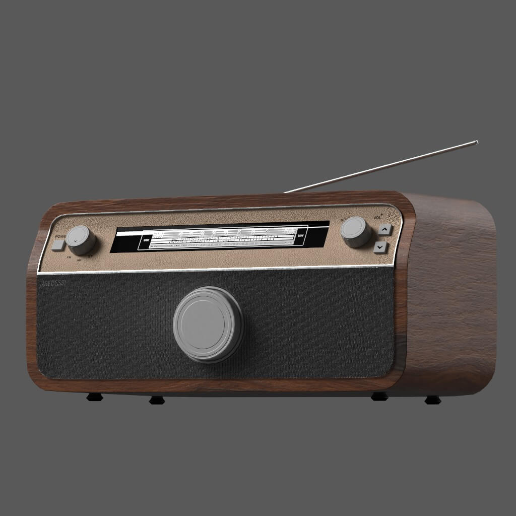 Wooden Radio No Cable - Free 3D Model by asedessi