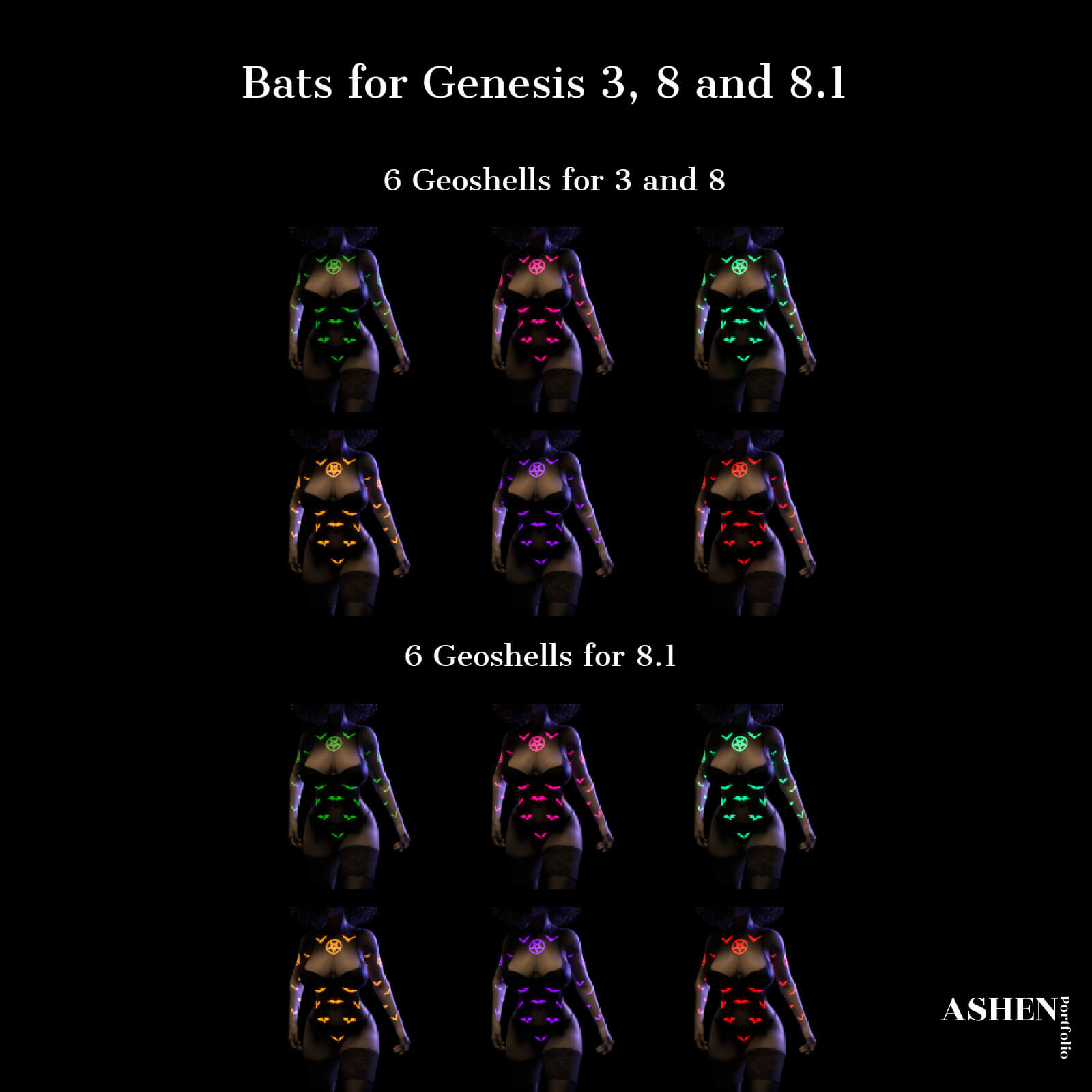 Bats for Genesis 3, 8 and 8.1 - Daz Content by AshenPortfolio