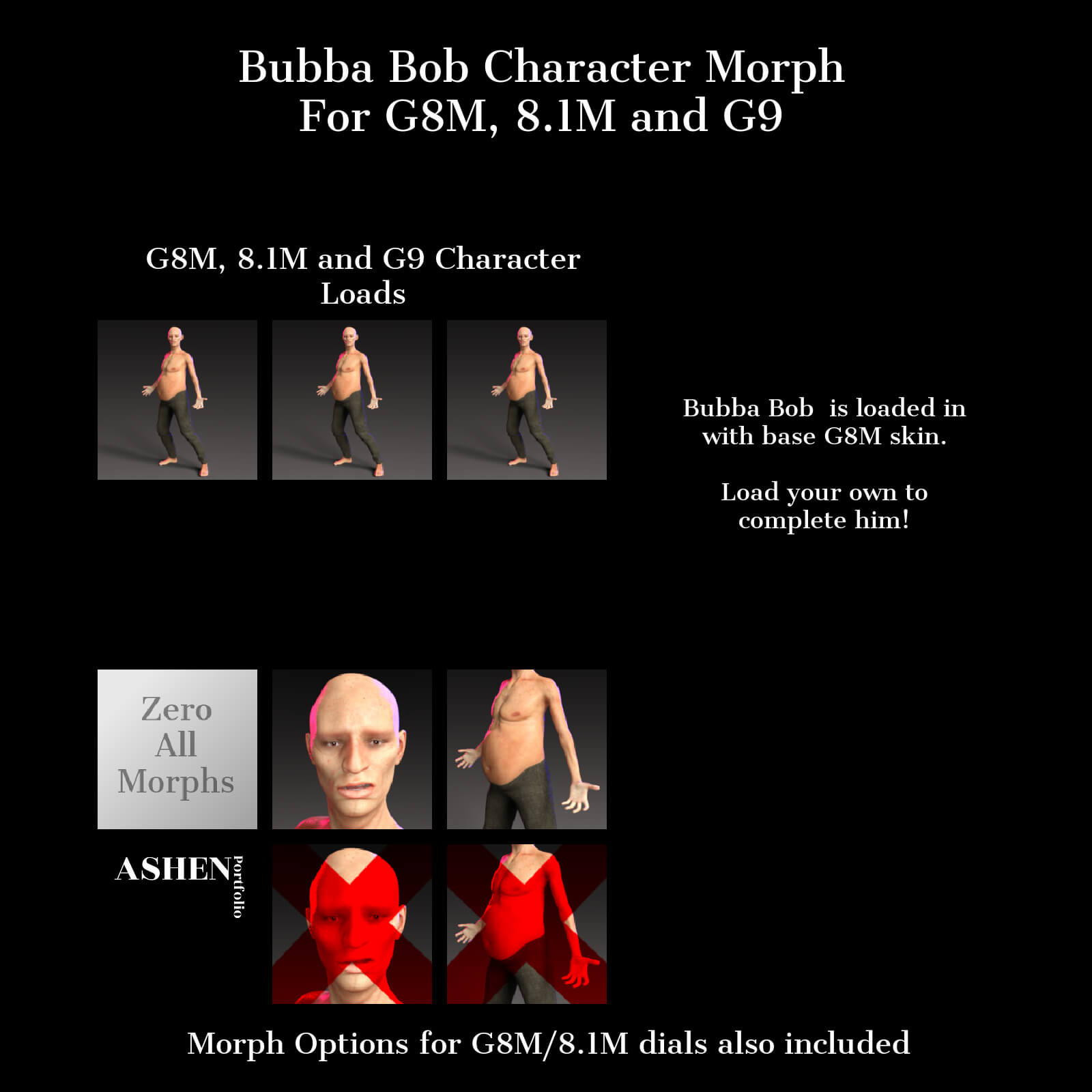 Bubba Bob Character Morph for G8M, 8.1M and G9 - Daz Content by ...