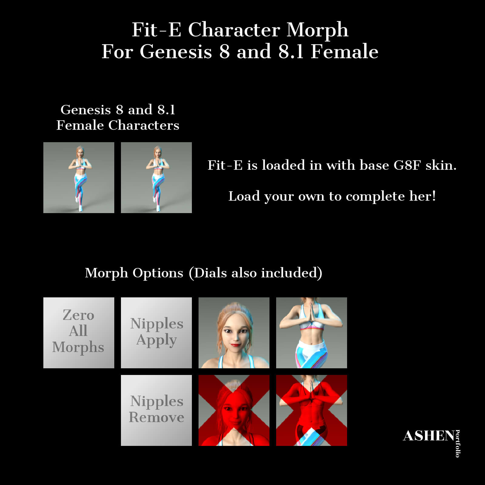 Fit-E Character Morph for G8F, 8.1F and G9 Daz Content by AshenPortfolio