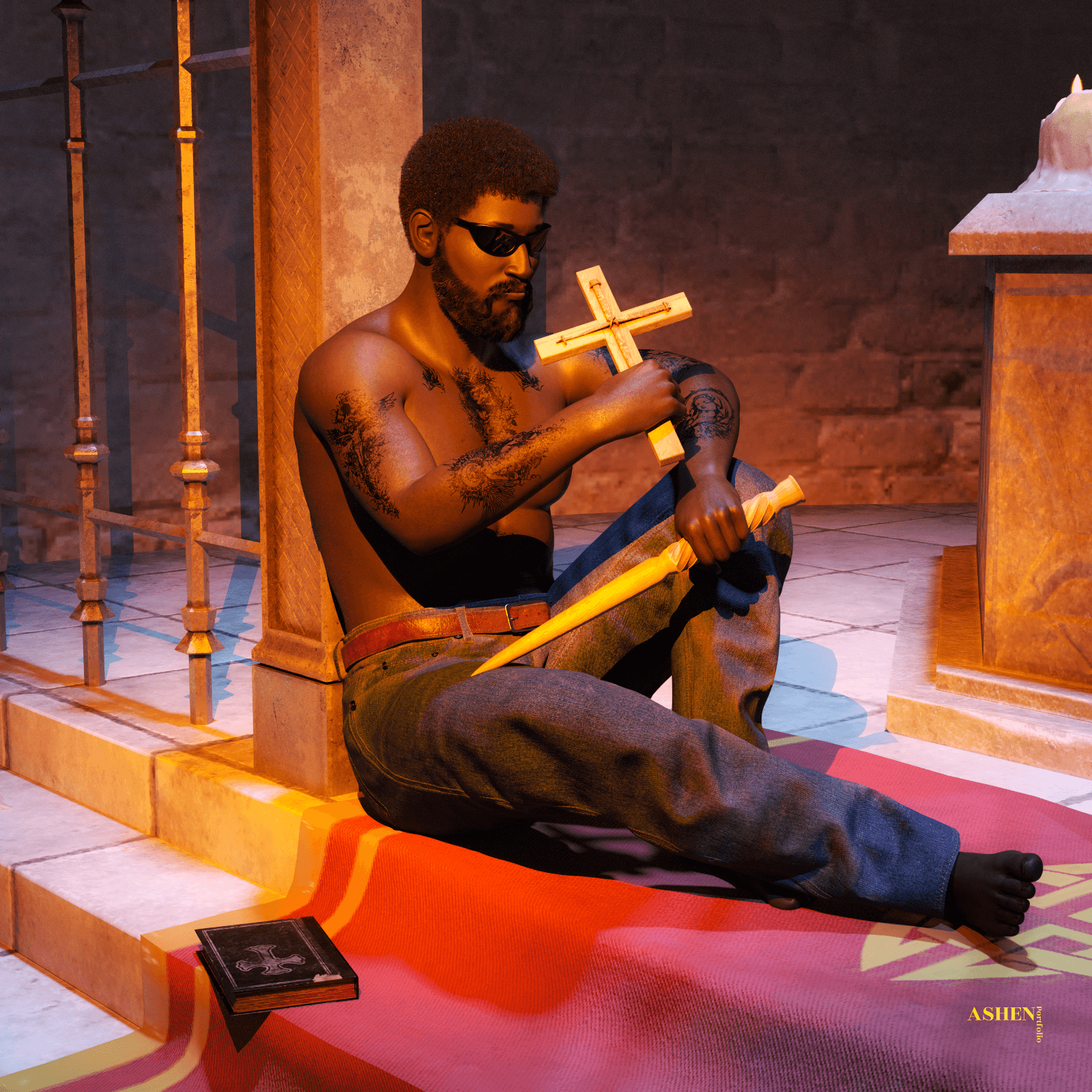 Jabari Vampire Hunter 3D Render, Digital Art by AshenPortfolio