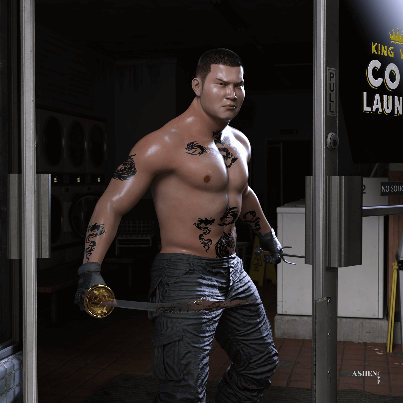 Laundry Day 3D Render, Digital Art by AshenPortfolio