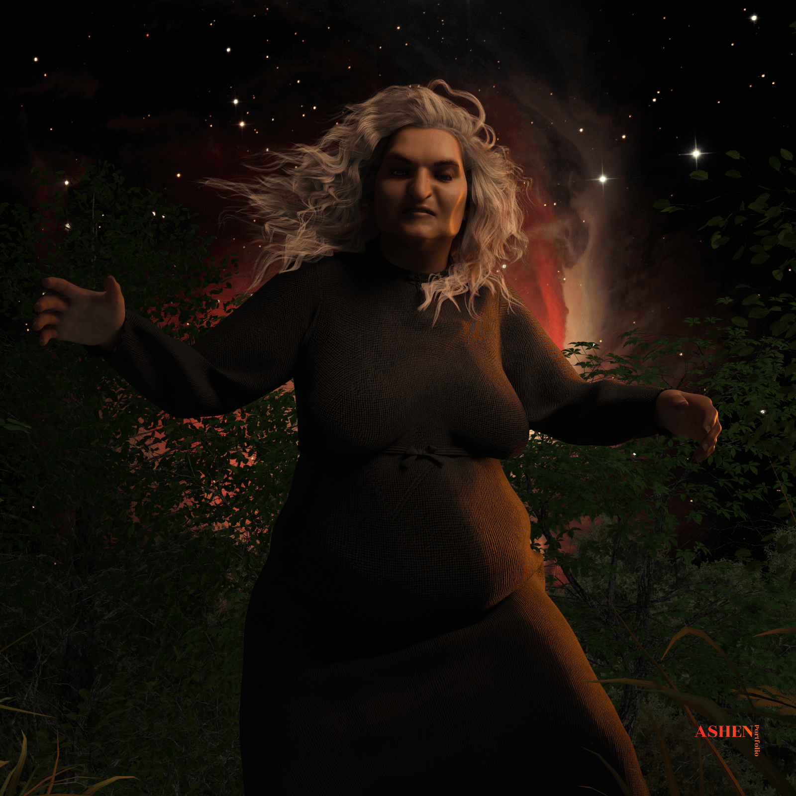 Olga the Child Snatcher 3D Render, Digital Art by AshenPortfolio