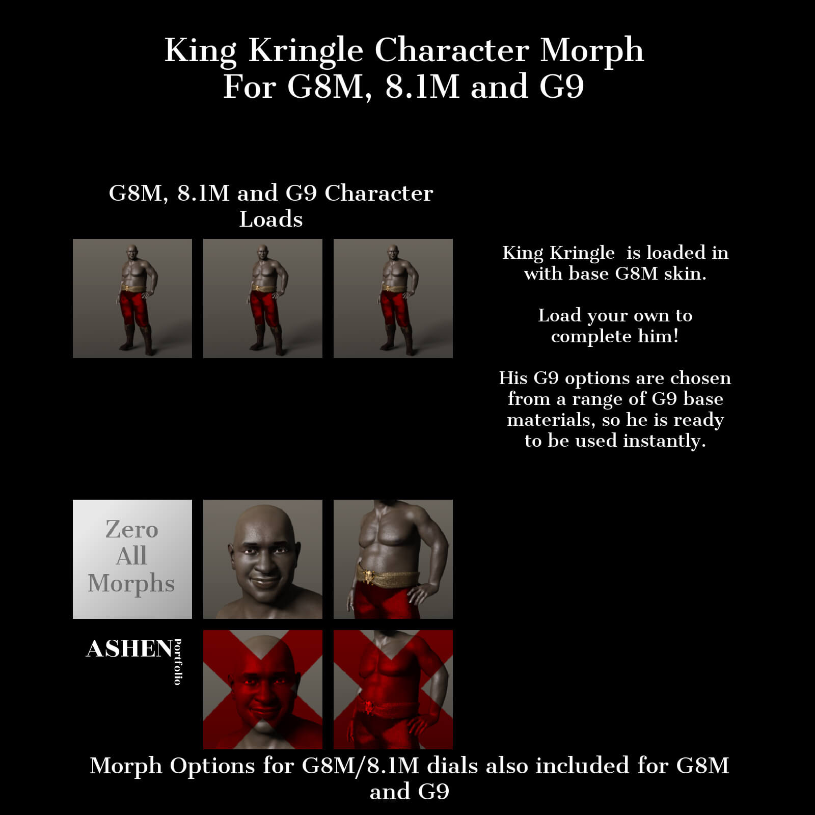 King Kringle Character Morph for G8M, 8.1M and G9 - Daz Content by AshenPortfolio