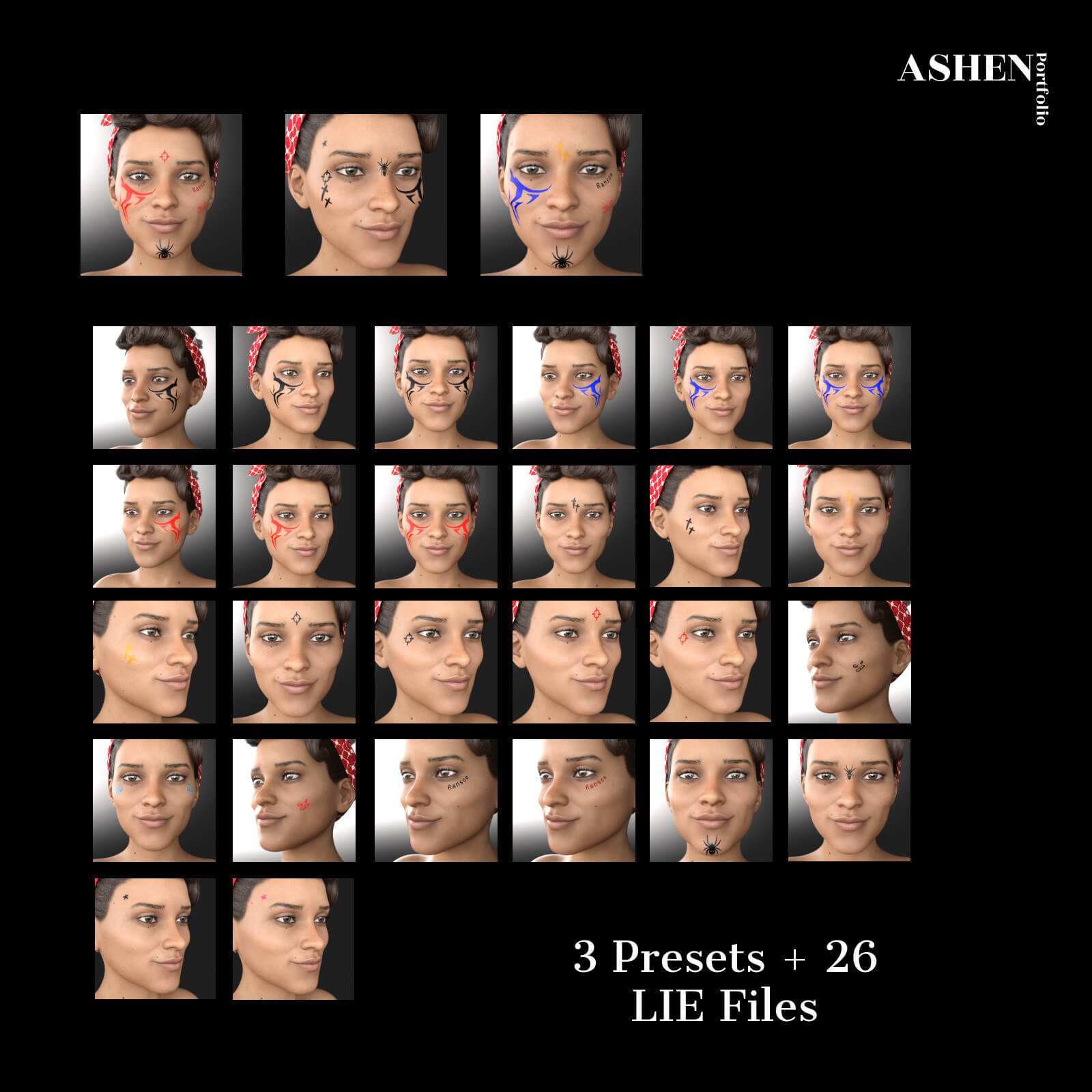 Seeker Face Tattoos for Genesis 3, 8 and 8.1 - Daz Content by ...